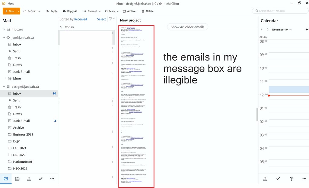Inbox Message view illegible - Mail - eM Client