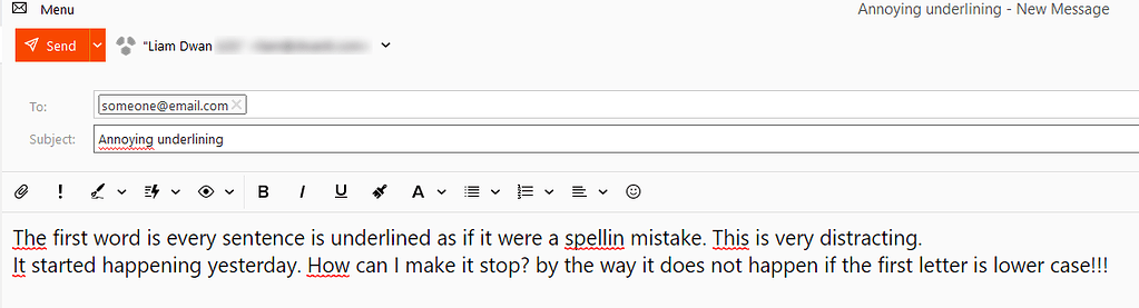 Invalid spelling mistake highlighting - Mail - eM Client