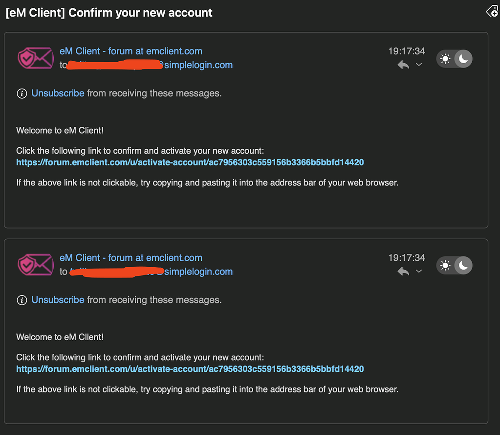Every email twice in inbox from my Protonmail account - eM Client