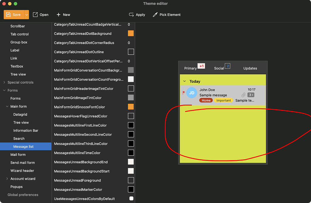 How to customize the main message list background color? - Frequently ...