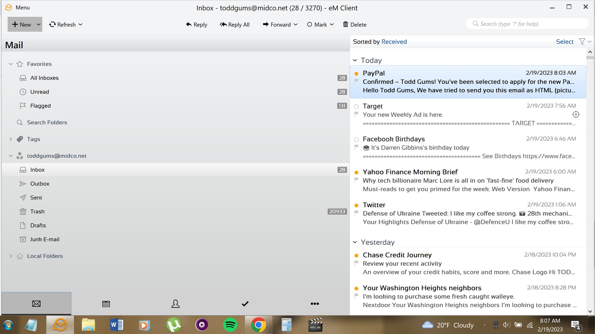 Widen item list and save - how to? Screenshot - eM Client