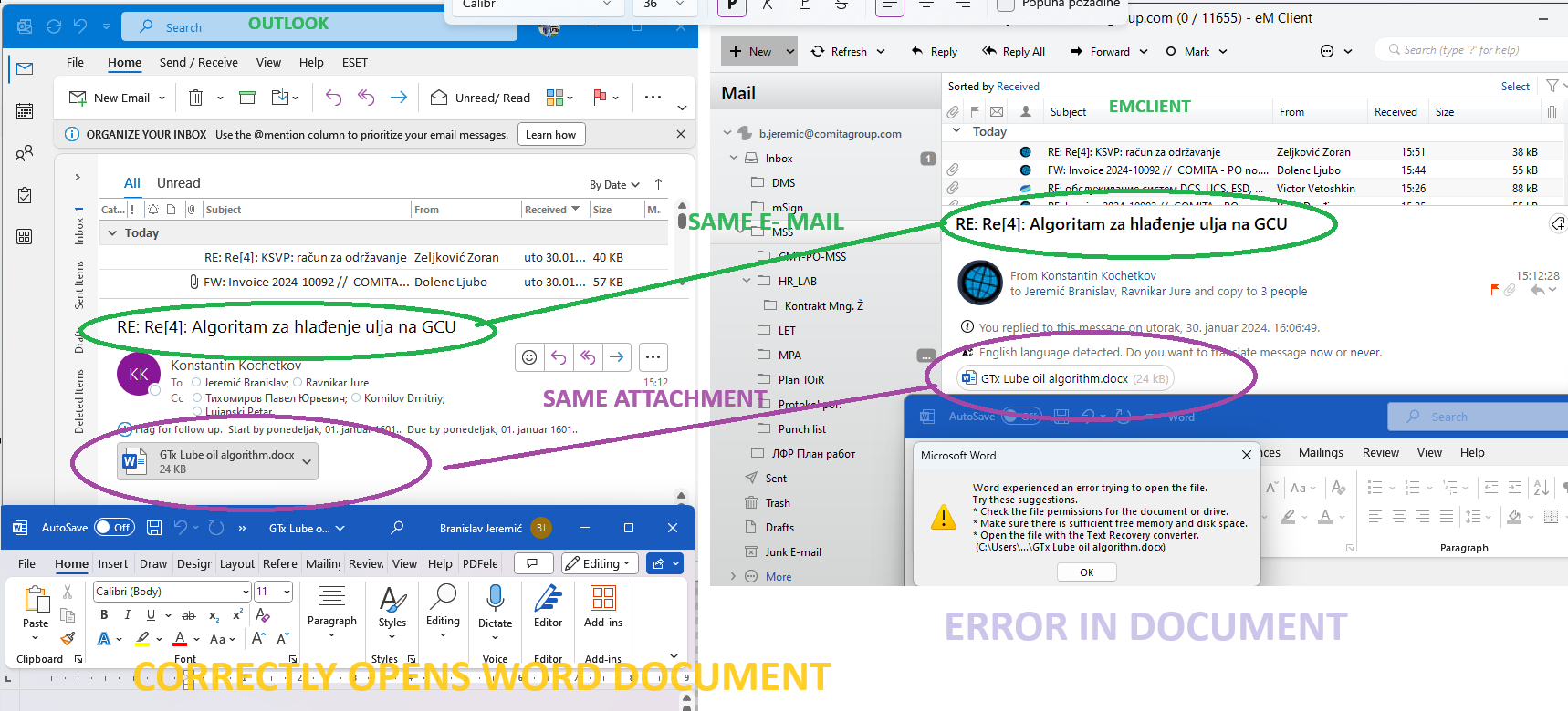 Problem opening attachments SOMETIMES - Mail - eM Client