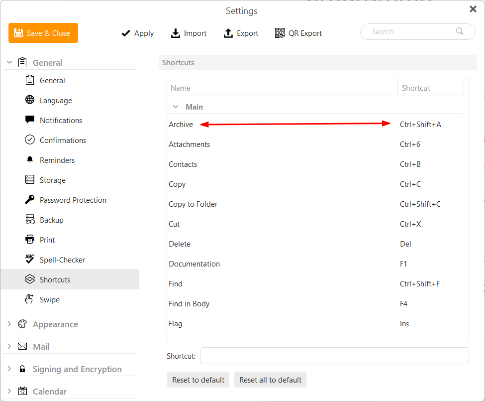 Create custom shortcuts in EM client - eM Client