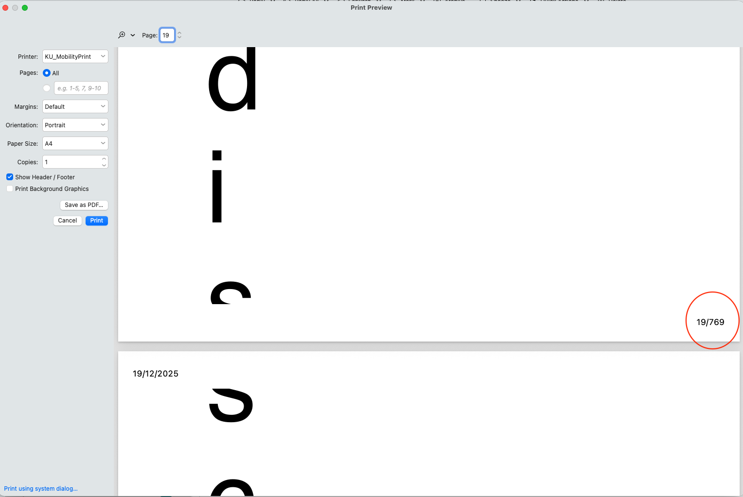 Problem with printing - prints one letter per line - Mail - eM Client